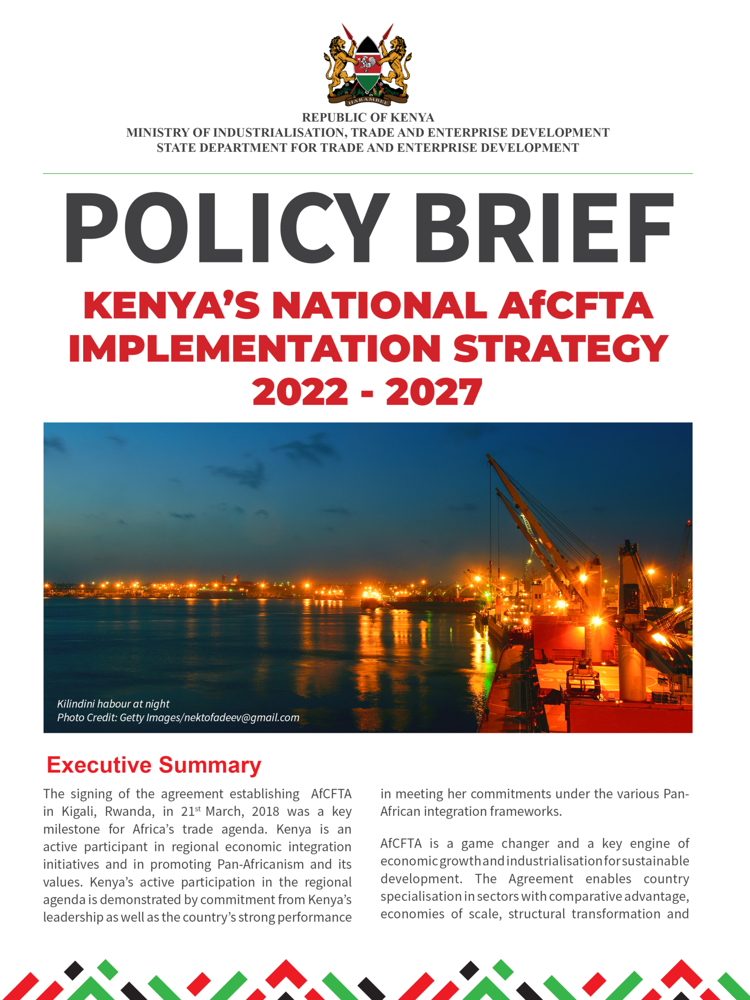 Policy Brief Kenya’s National AfCTA Implementation Strategy 2022-2027 ...